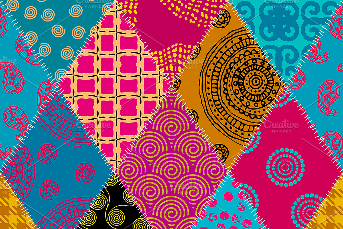 Textile patchwork patterns collection