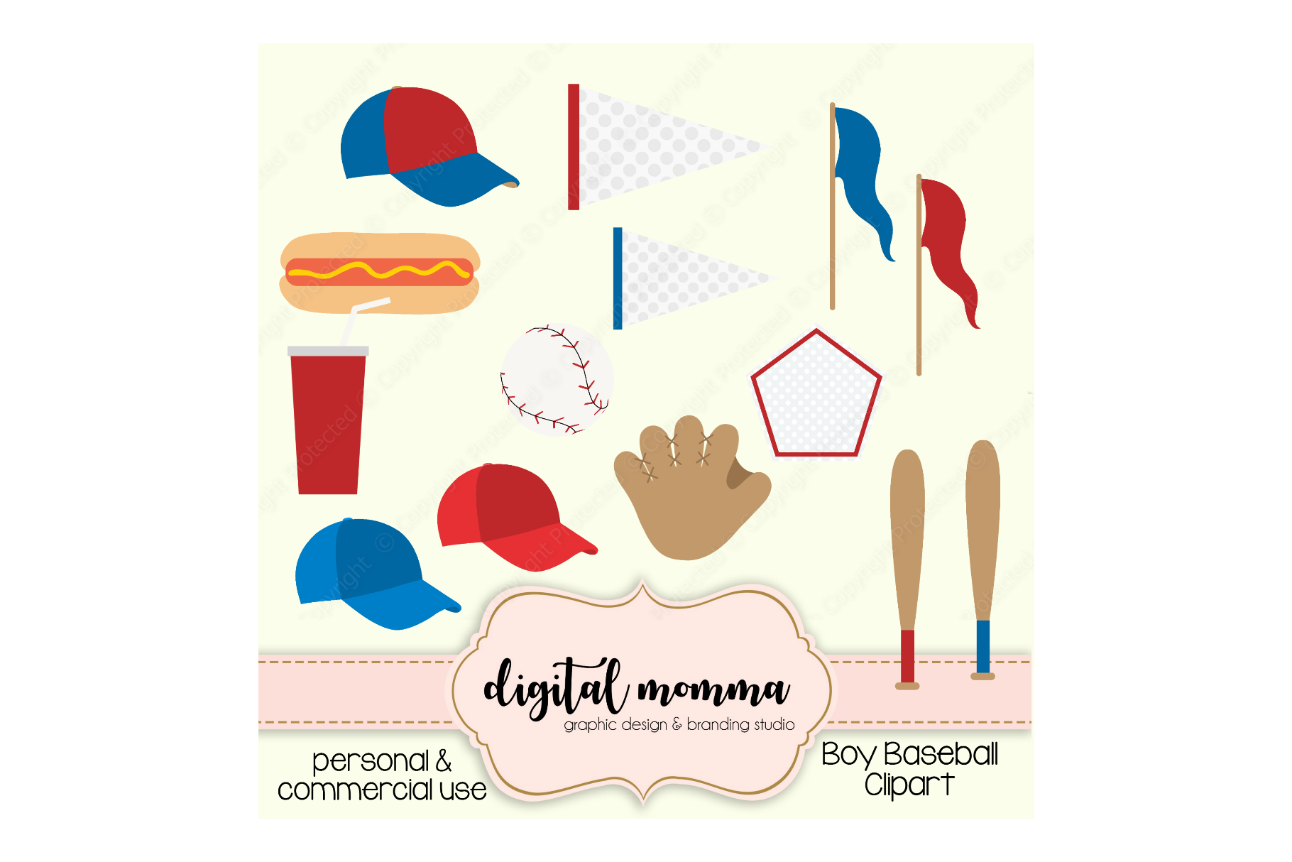 Baseball Clipart Set, a Sport Illustration by Digital Momma