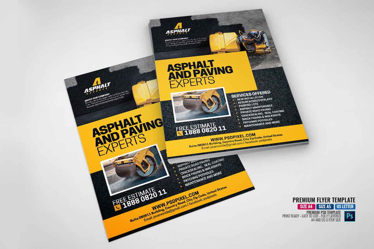 Paving Services Flyer, a Flyer Template by PSDPixel
