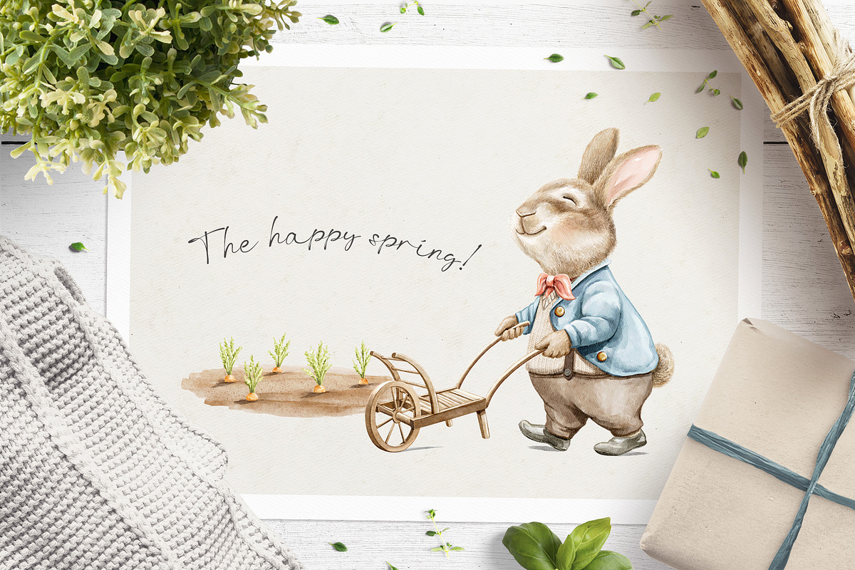 The Easter rabbit family, an Animal Illustration by Mimomy