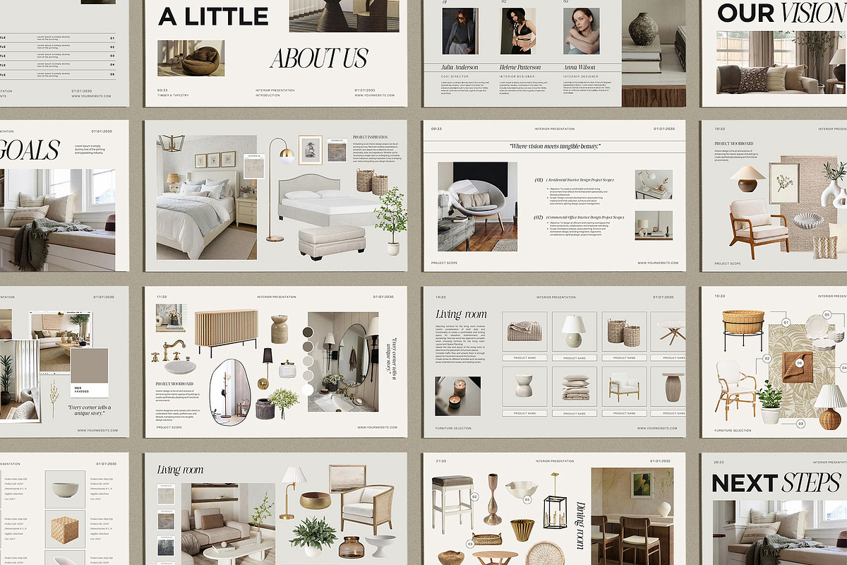 Interior Design Presentation Canva Template | Amare Creative