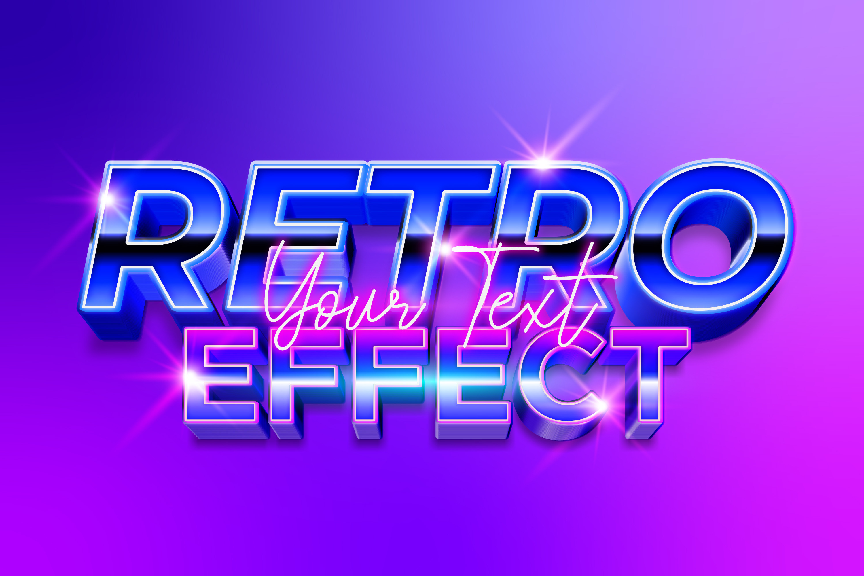 retro neon 3d text effect, a Plug-in Add-On by yokbisayok