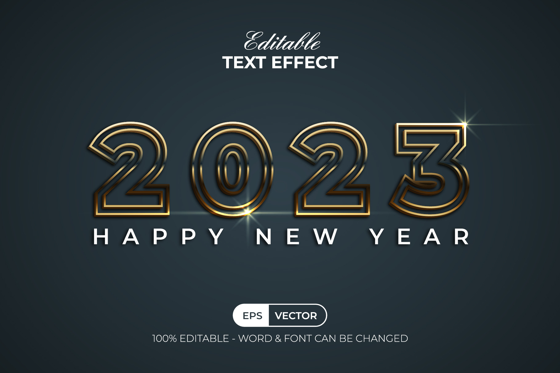 2023 New Year Text Effect Gold Style, an Action Add-On by Mockmenot ...