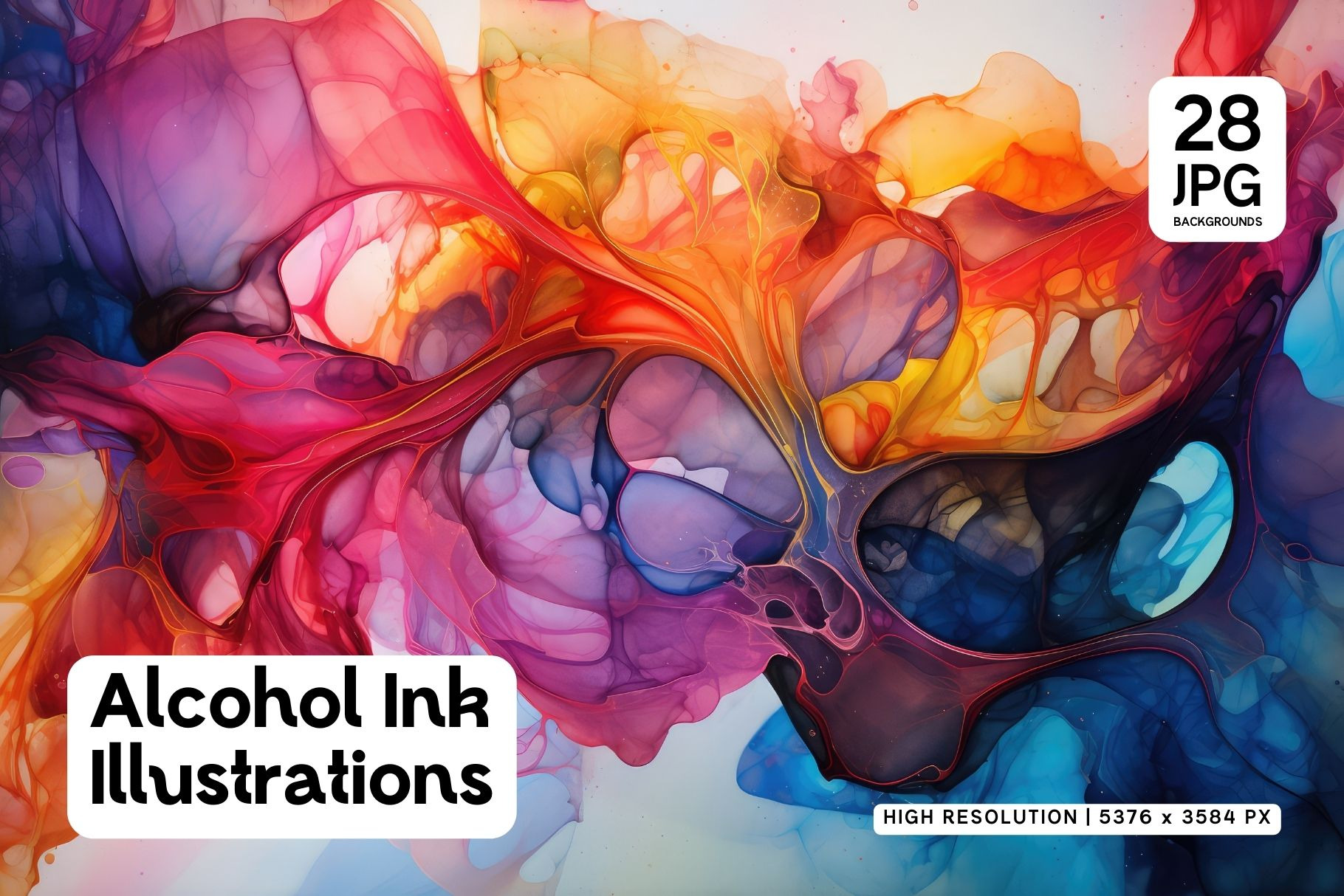 28 Alcohol Ink Illustrations, a Decorative Illustration by HipFonts