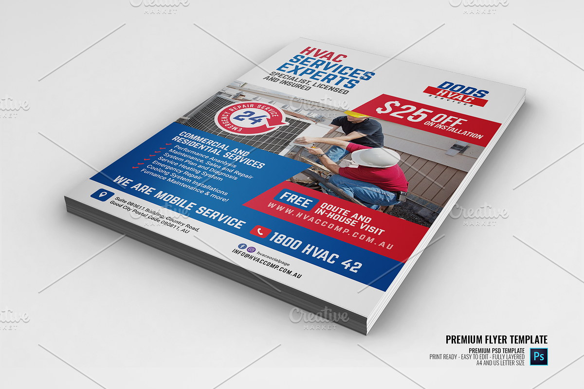 HVAC Installation and Maintenance, a Flyer Template by PSDPixel