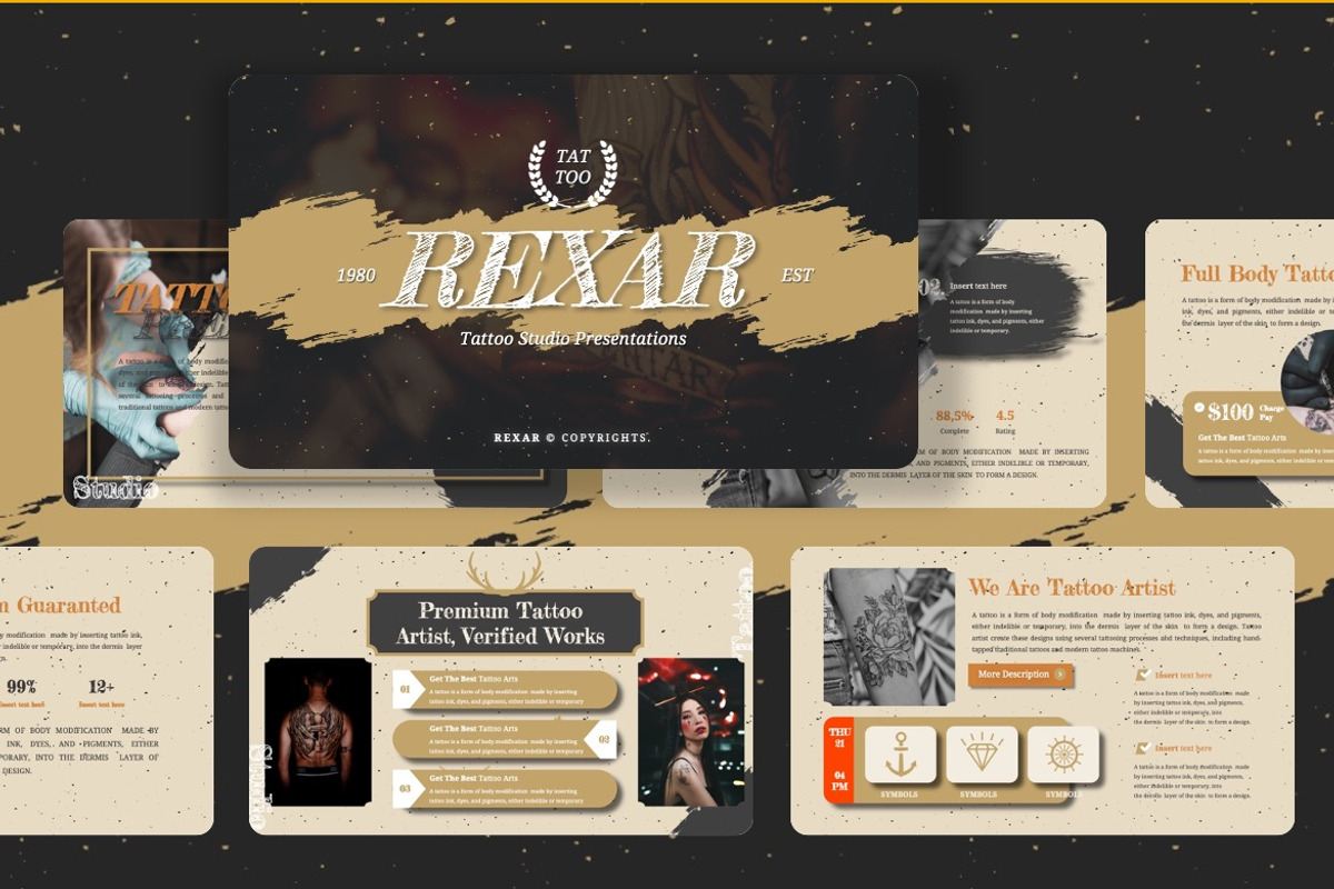 Rexar - Tattoo Studio Powerpoint, a Presentation Template by Dhabee
