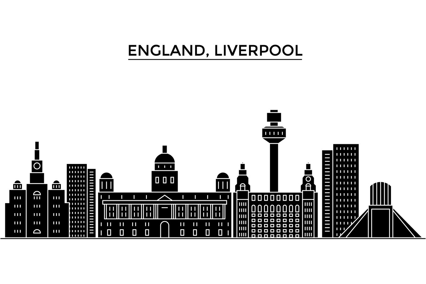 Uk. Liverpool architecture vector city skyline, travel cityscape with ...