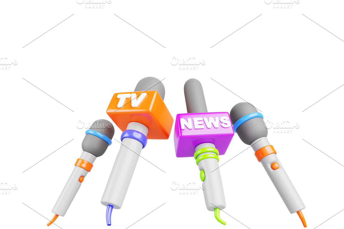 TV news microphones ready for press, an Object 3D Model by Marozhkastudio