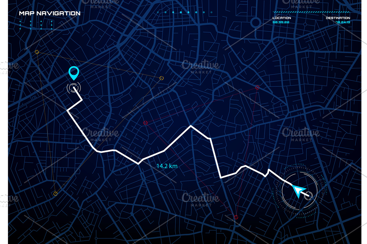 City map navigation interface, a Technology Illustration by Vector ...