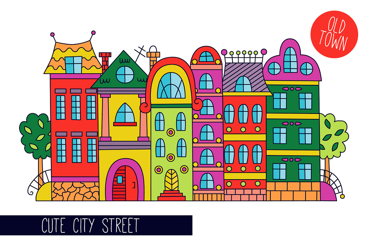 Old city street, a Pattern Graphic by Olizabet Doodles Designs