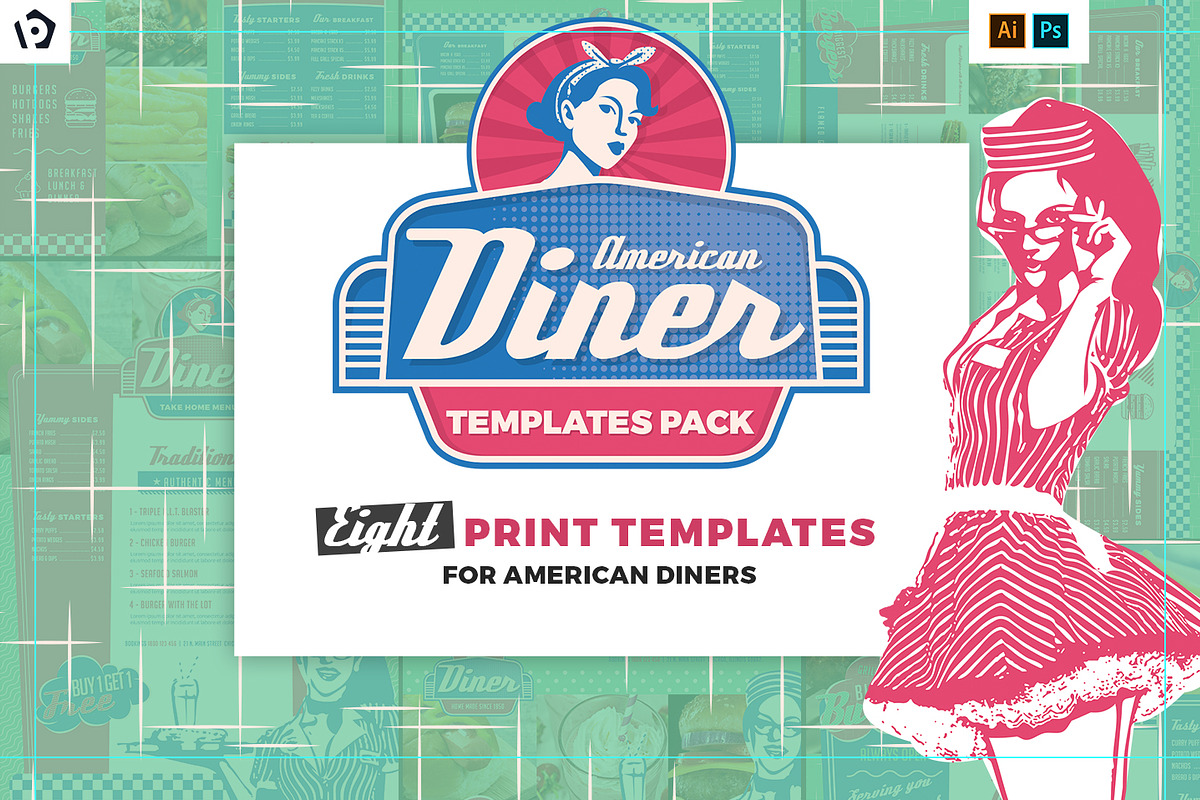 American Diner Menu Templates Pack, a Brochure Template by BrandPacks