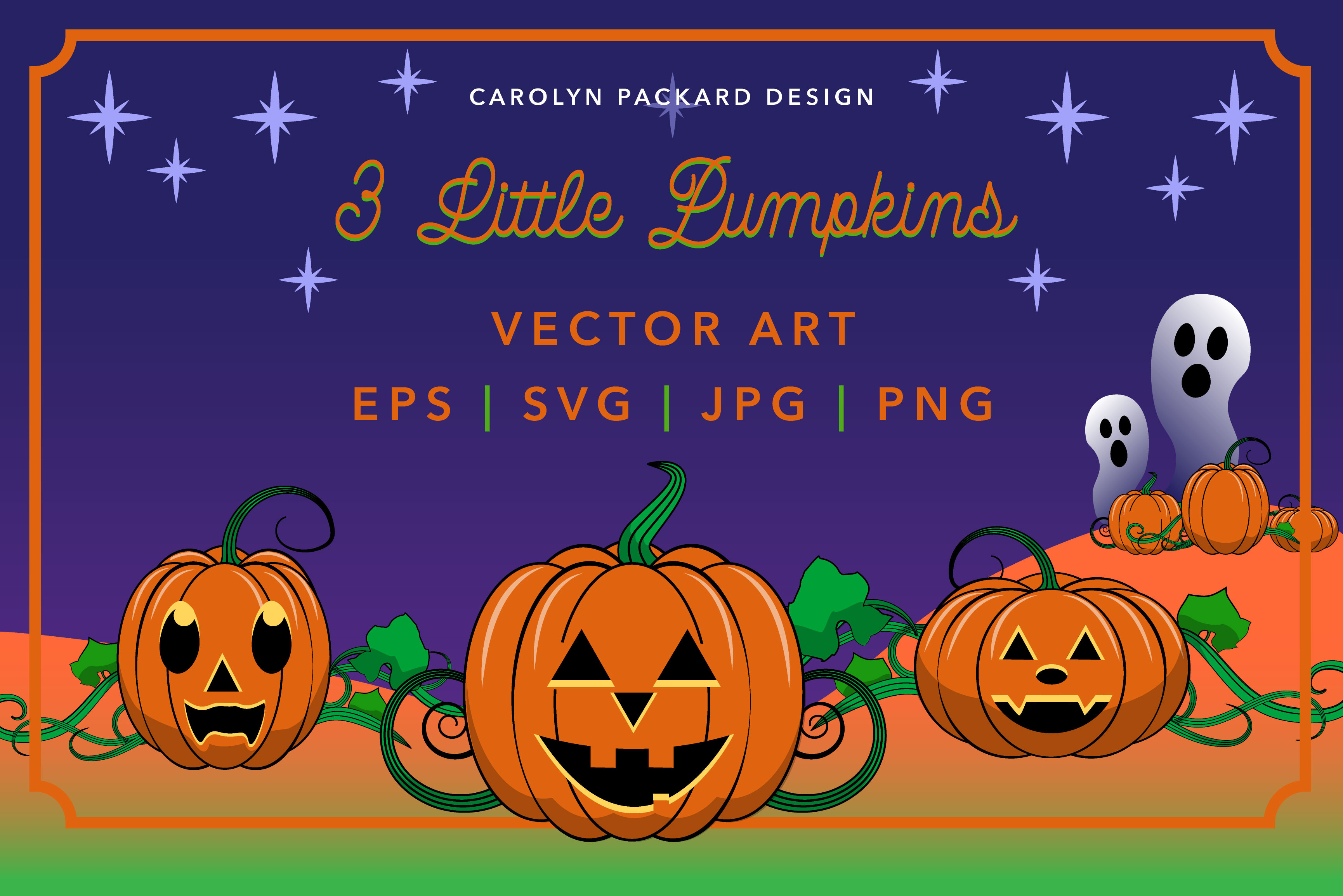 3 Little Pumpkins Vector Art, an Illustration by Carolyn Packard Design