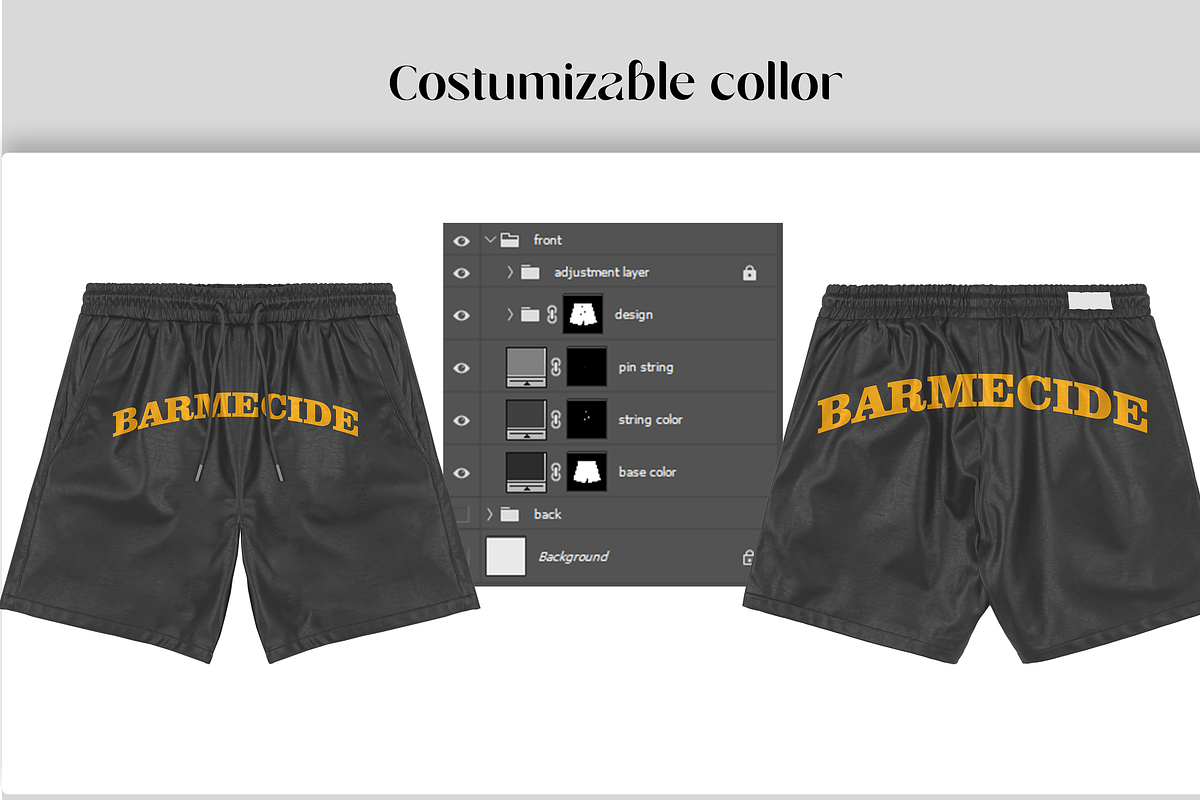 Leather shorts mockup, a Bottom Mockup by Barmecide Mockup Studio ...