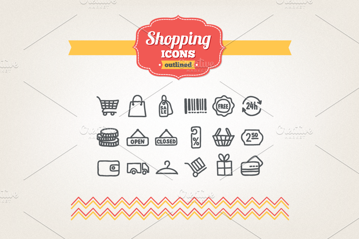 Hand drawn shopping icons, an Icon by miumiu