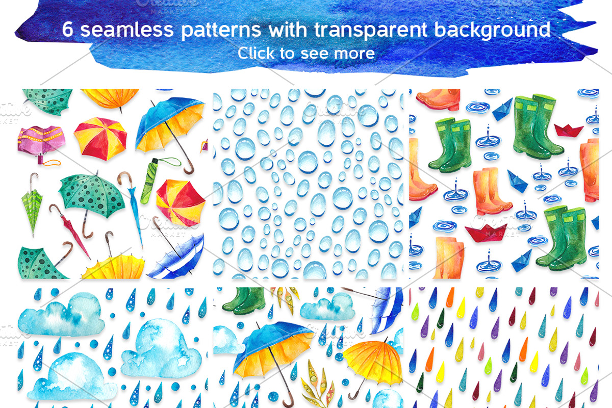 Rainy day - watercolor bundle, a Decorative Illustration by Beauty Drops