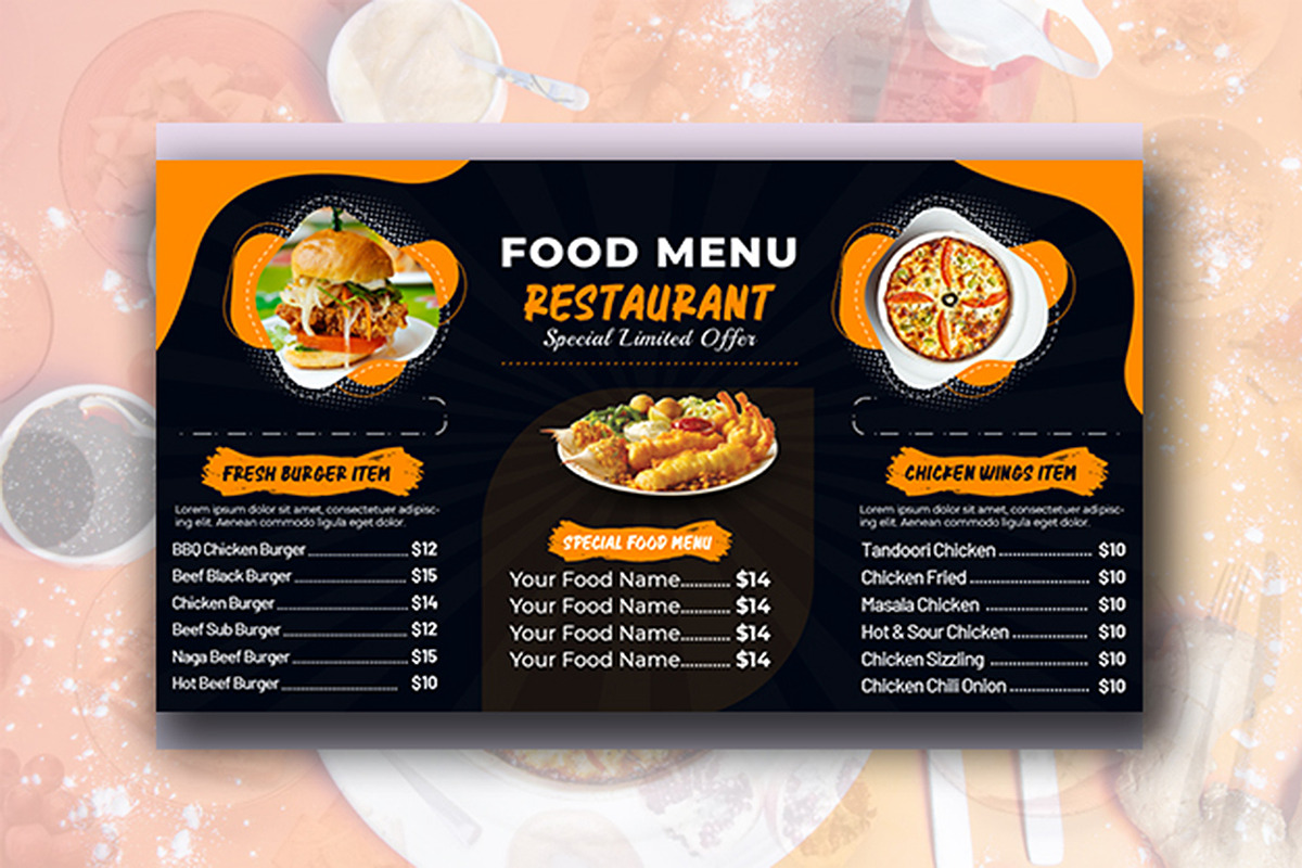 Digital Food Menu Design Template, a Stationery Template by MRI STUDIO