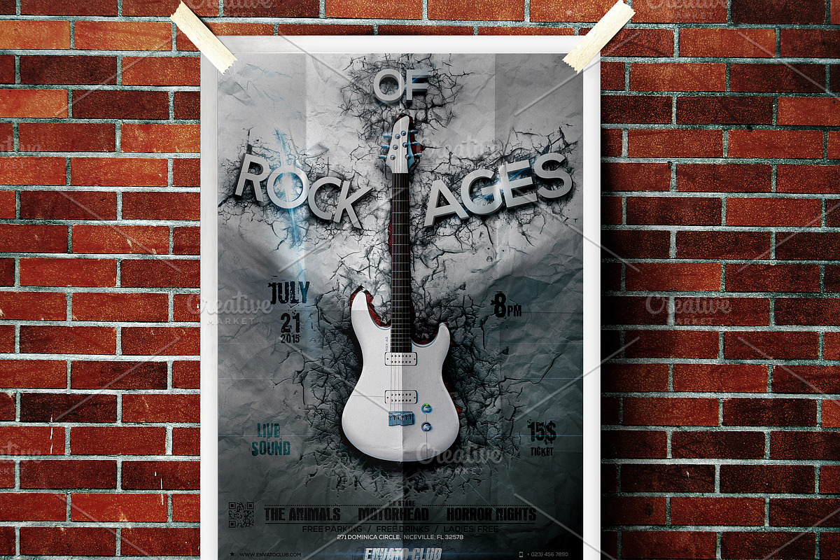Grunge Poster Mockup, a Print Template by CREATIVE DUDE