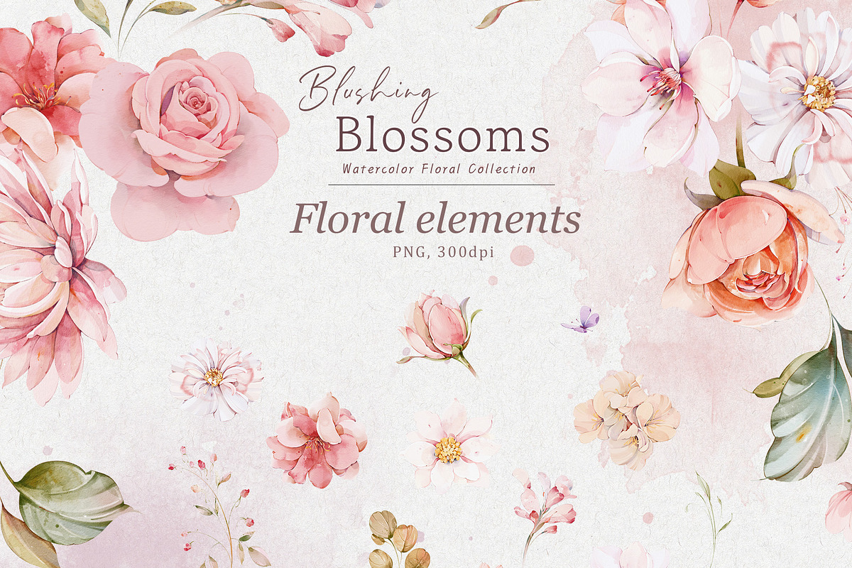 Watercolor Blush Flowers, a Decorative Illustration by Damian Roh