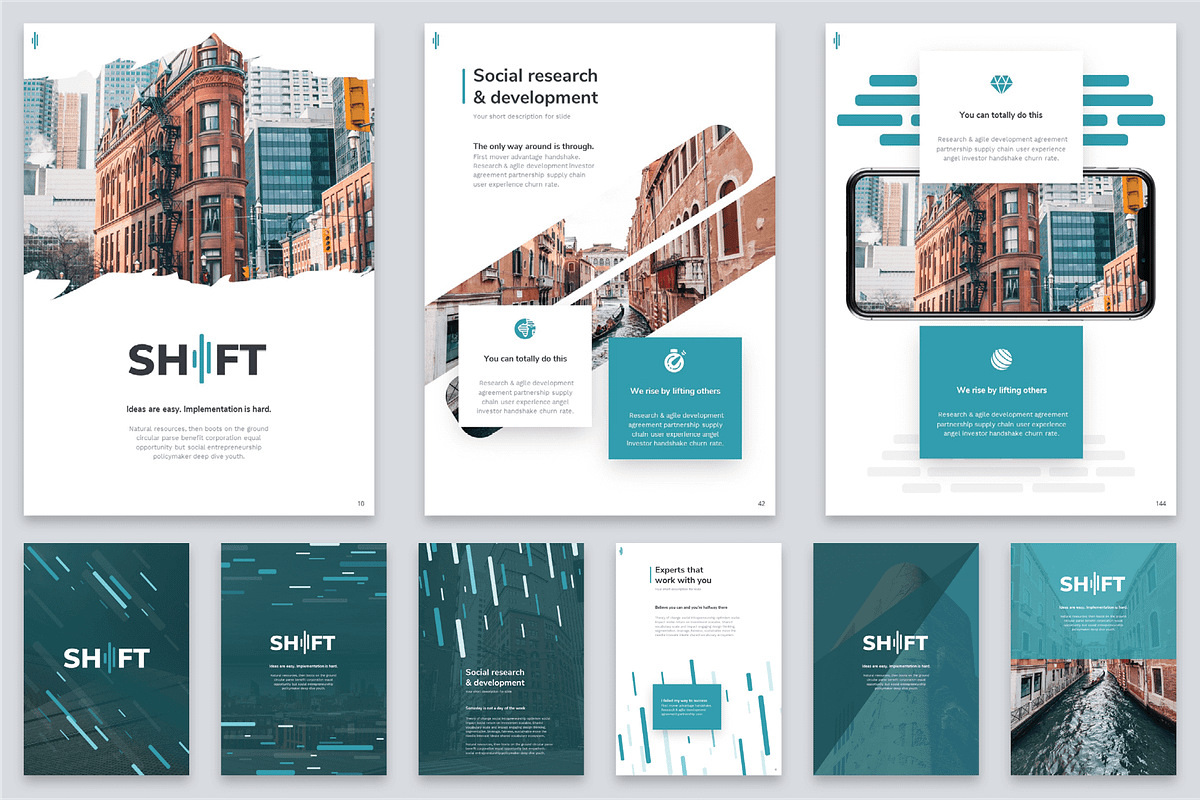 Shift Powerpoint Template - US & A4, a Presentation Template by Reshapely