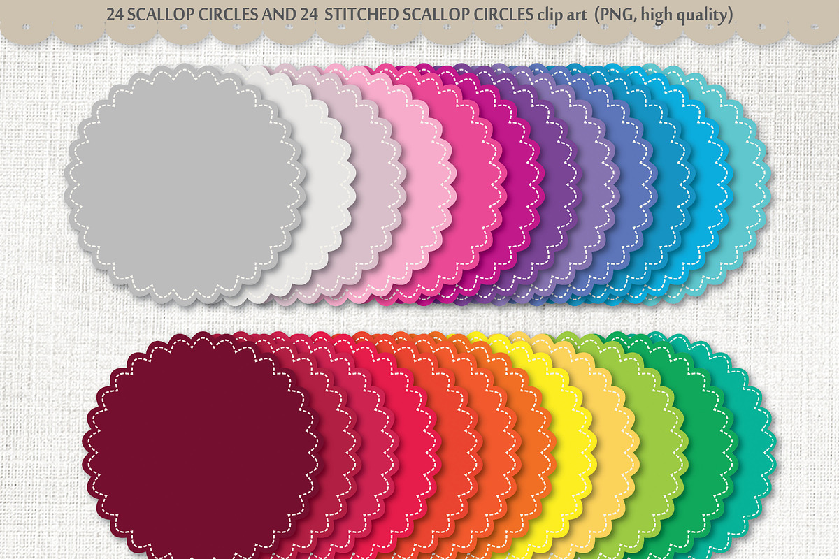 Clip arts Scallop circles, an Illustration by burlapandlace