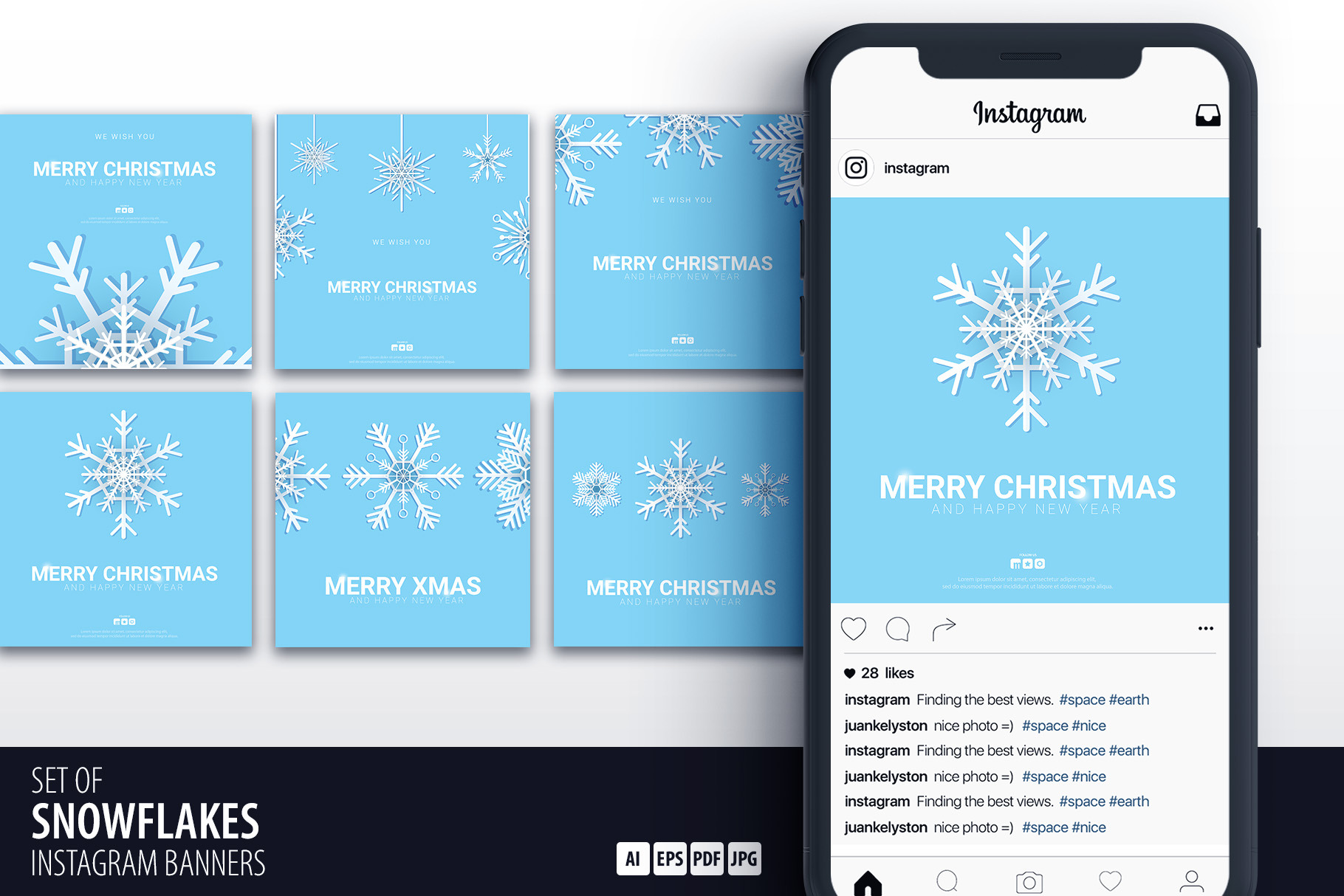 Winter Snowflakes banners, a Social Media Template by Leo Edition