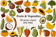 Vector Fruits and Vegetables clipart, a Food Illustration by ApetekMarket