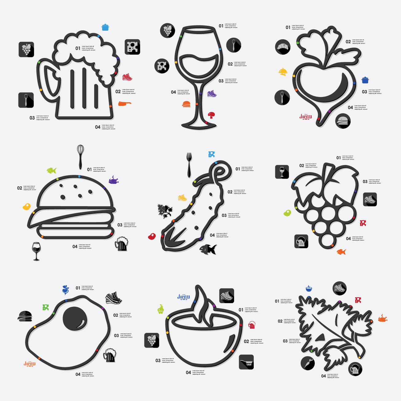 9 restaurant infographics, a Food Illustration by Palau