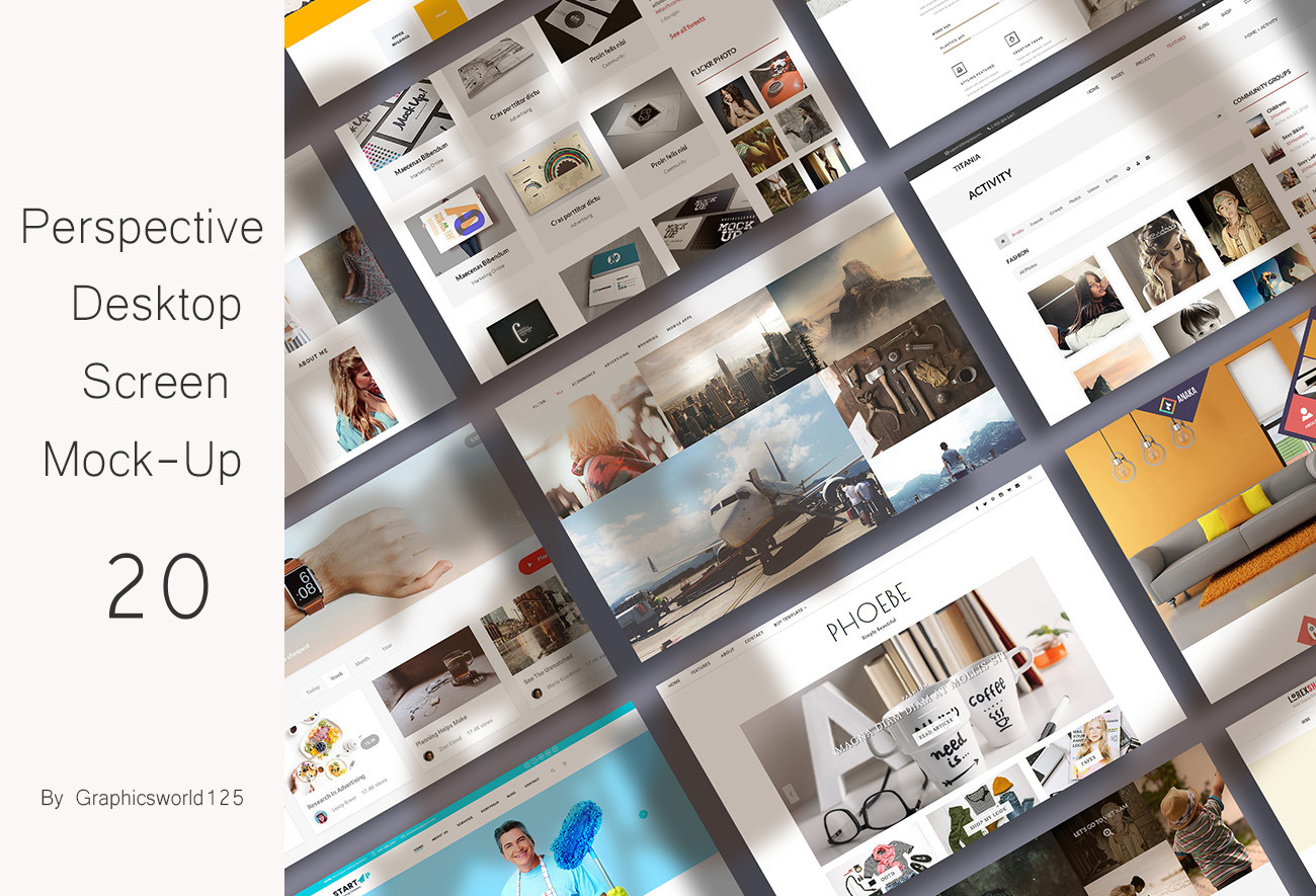 Perspective Desktop Screen Mockup 20, an iPhone Mockup by Graphicsworld125