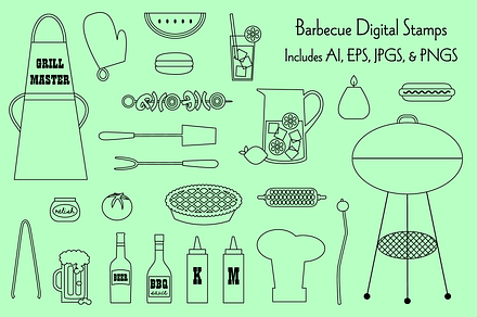 Barbecue Clipart, a Food Illustration by Melissa Held Designs