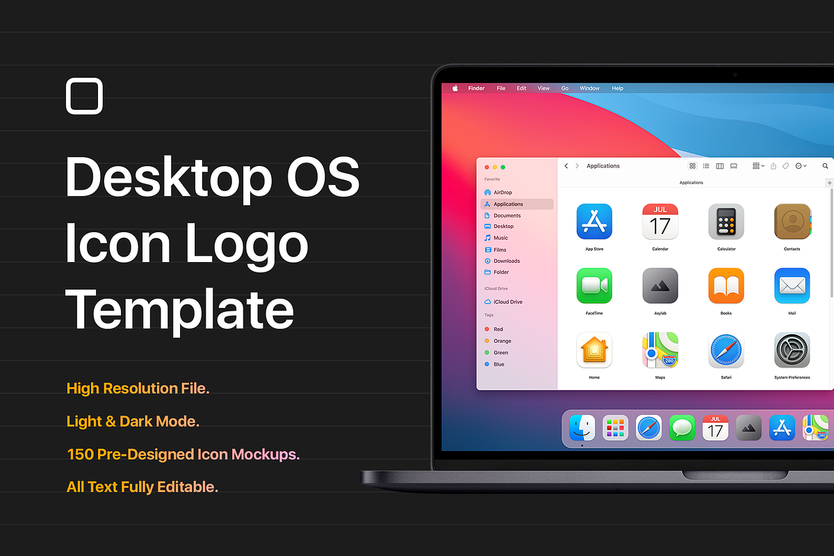 Desktop OS Icon Template Mockup - PSD | icon template psd, mac os ...