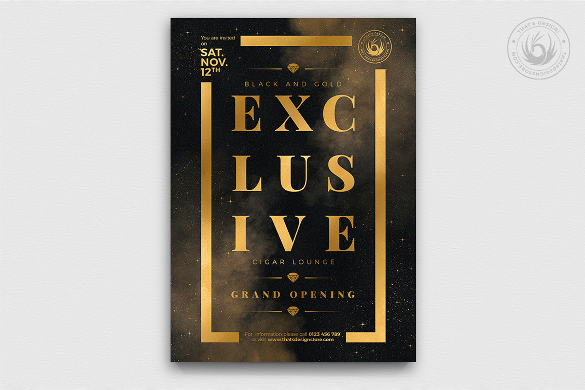 Black and Gold Flyer Template V14, a Flyer Template by ThatsDesign Art