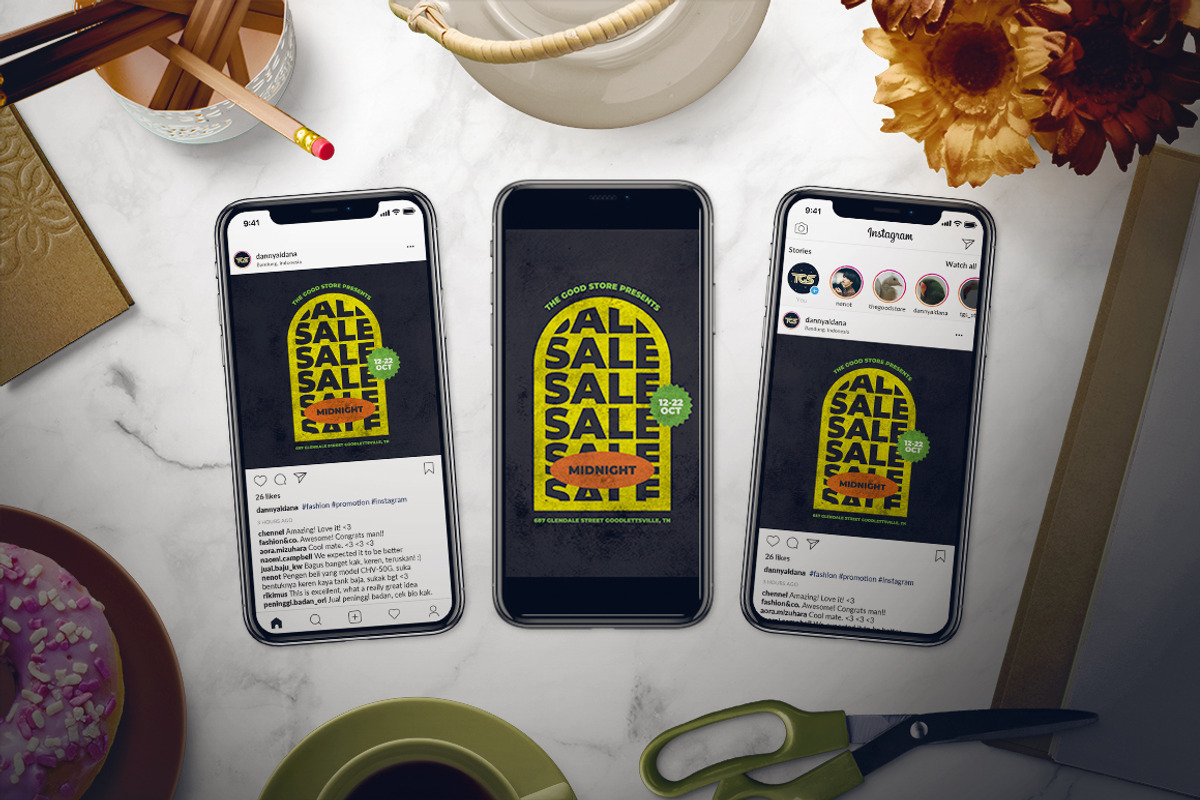 Retro Midnight Sale Flyer Set, a Flyer Template by The Good Store