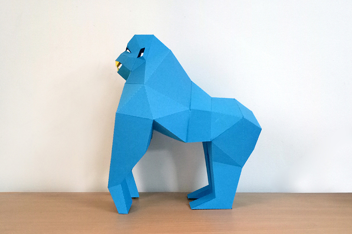 DIY Gorilla Papercraft Sculpture, a Templates & Theme by PAPER amaze