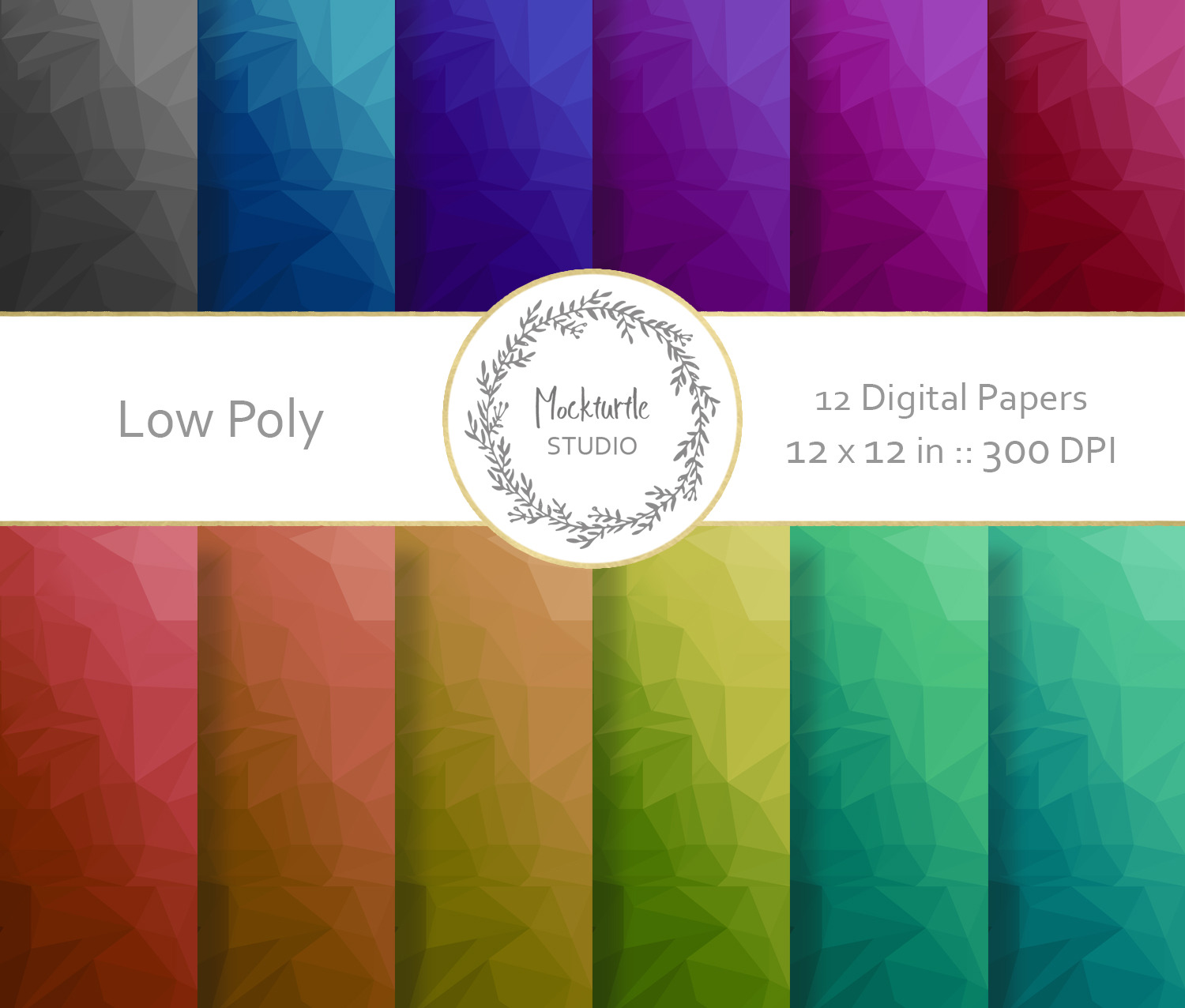 Low Poly digital paper, a Pattern Graphic by MockTurtleStudio