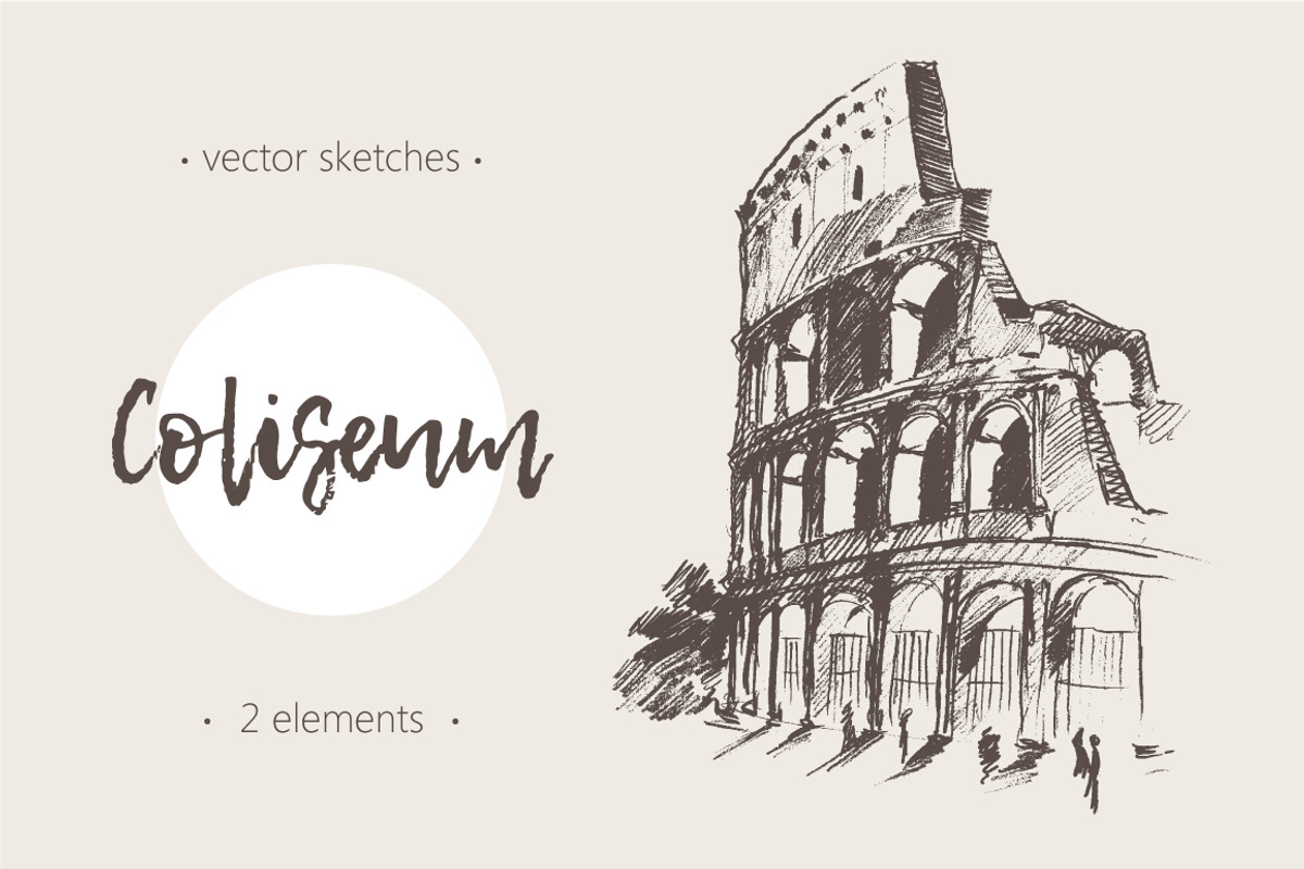 Two sketches of The Coliseum, a Work Illustration by TheMountBirdStudio