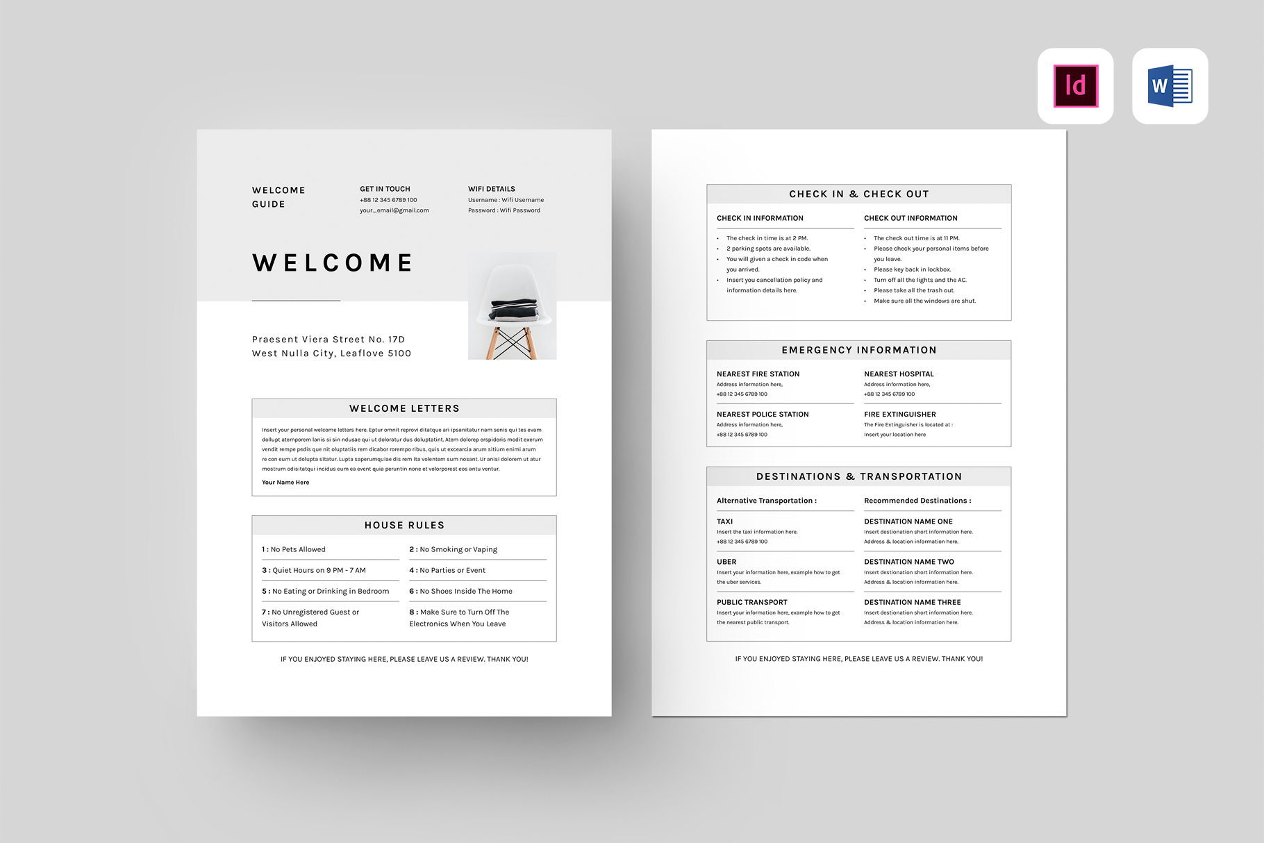 Airbnb Welcome Guide | Word & Indd, a Marketing Template by Leaflove