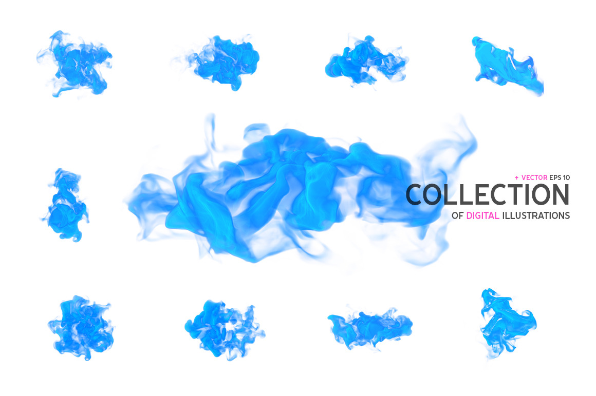 Inky shapes on white background, an Illustration by Julvil