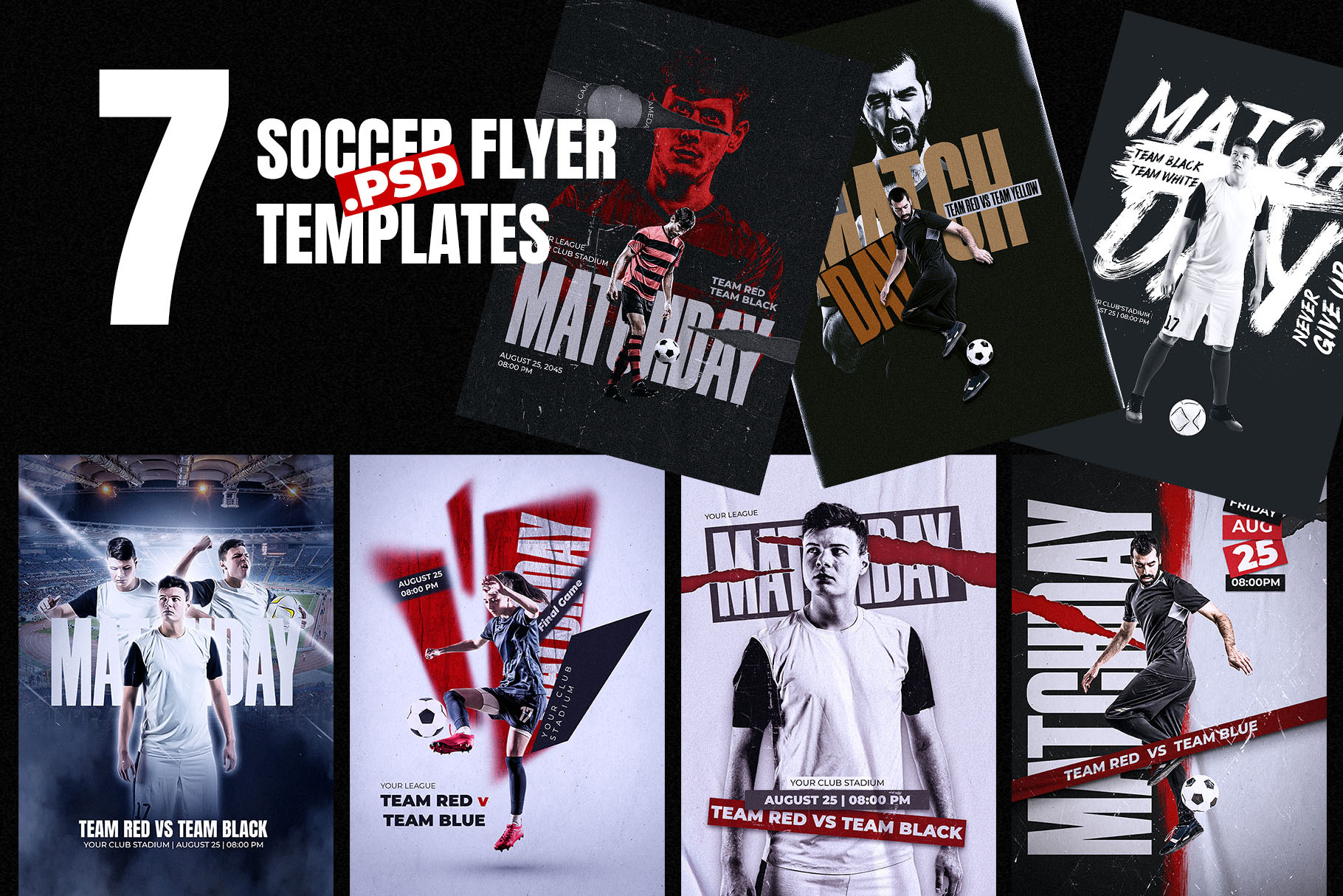 Bundle 7 soccer Flyers Templates