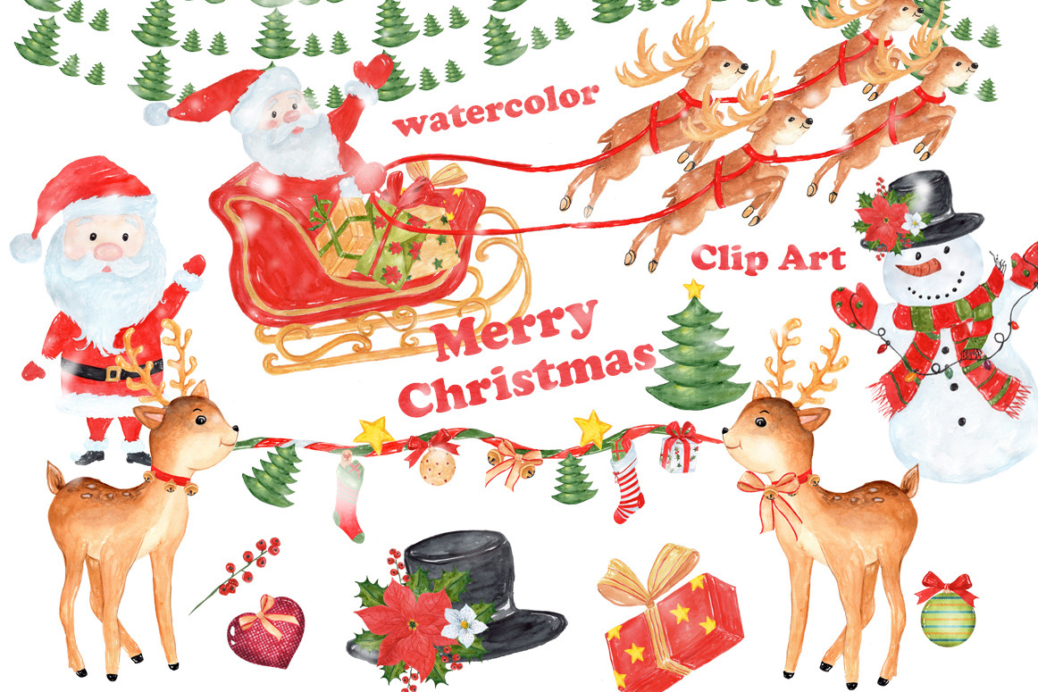 Watercolor Christmas Santa clipart, a Decorative Illustration by ...