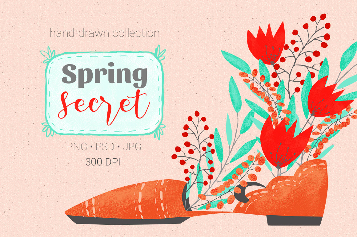 Spring Secret collection, an Illustration by Gray Cat Graphics