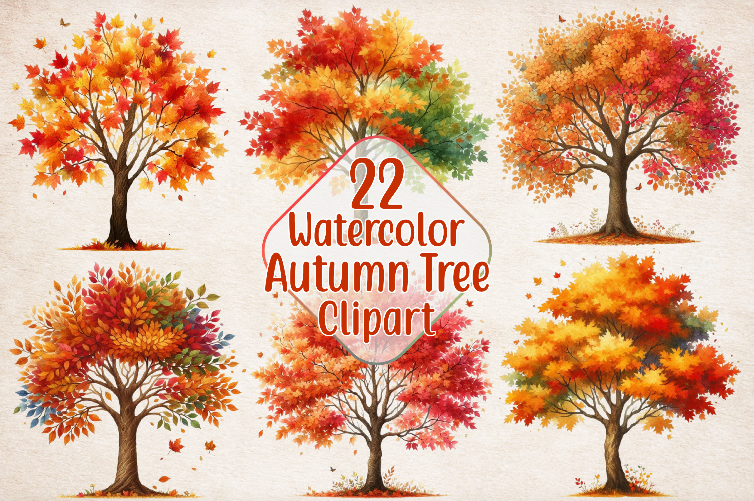 Fall Tree Clipart, Autumn Tree, a Work Illustration by designhome