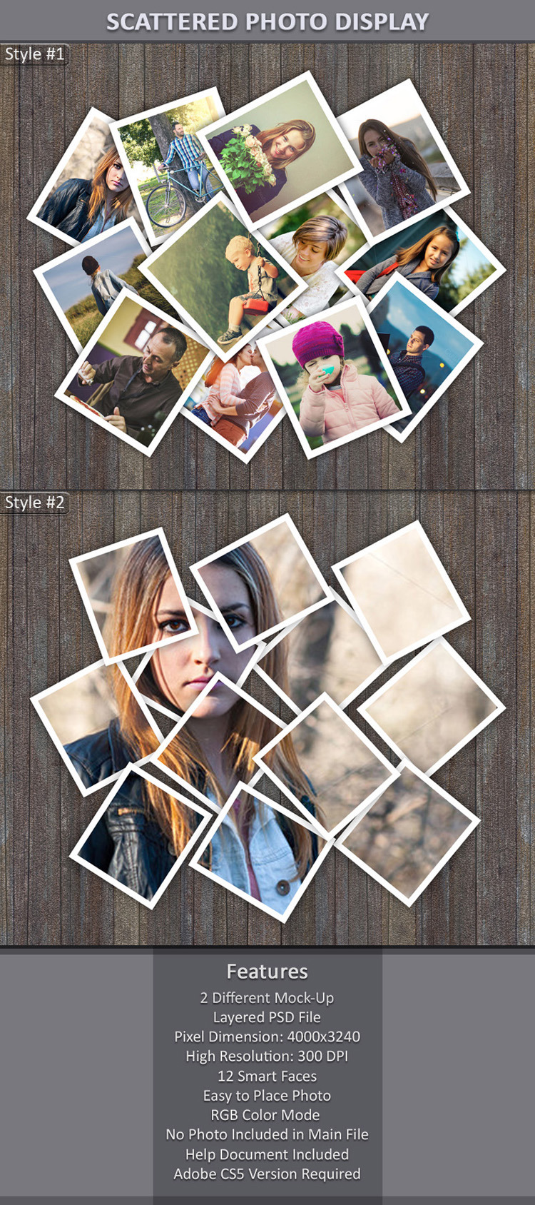 Scattered Photo Display Mock-Up, a Print Template by Graphicsworld125