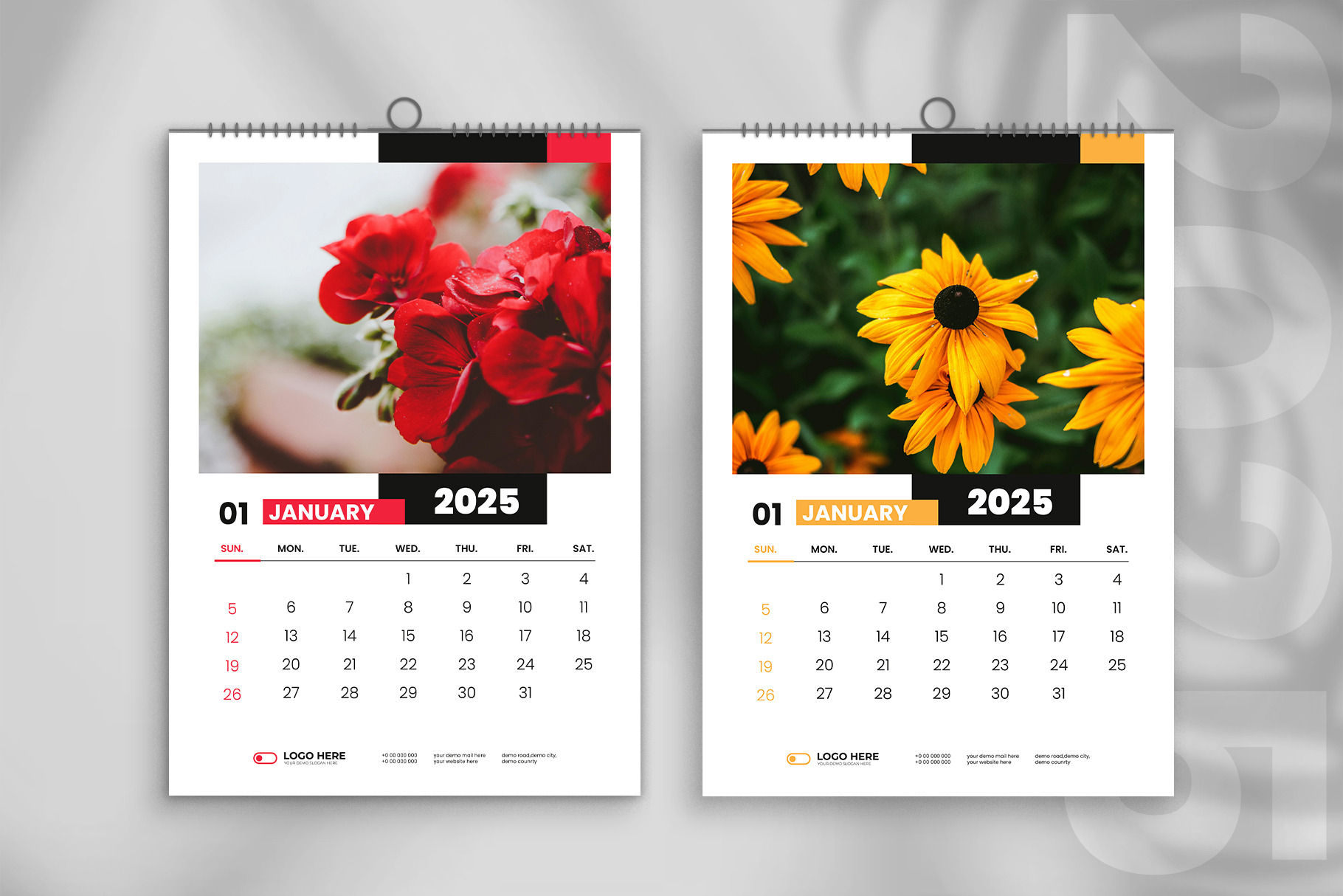2025 wall calendar design template, a Stationery Template by Tanmoy Topu
