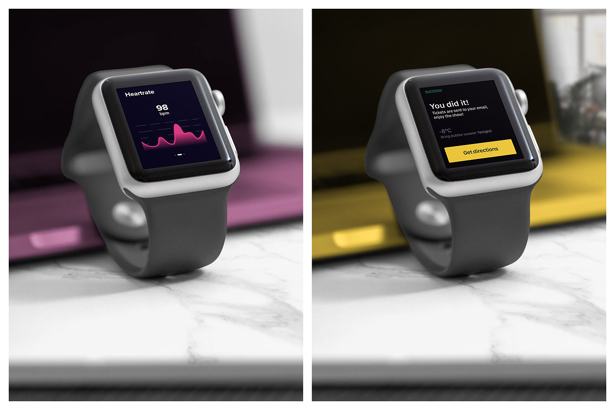 Realistic Smart Watch Mockups, a Wearable Device Mockup by h3design