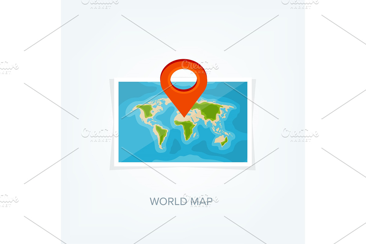 World map in a flat style. Earth, an Education Illustration by 32pixels ...
