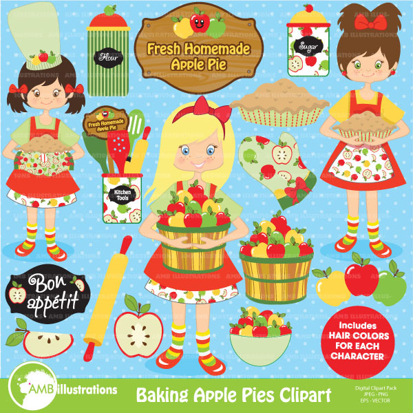 Clipart Apples & Baking AMB-137, an Illustration by AMBillustrations