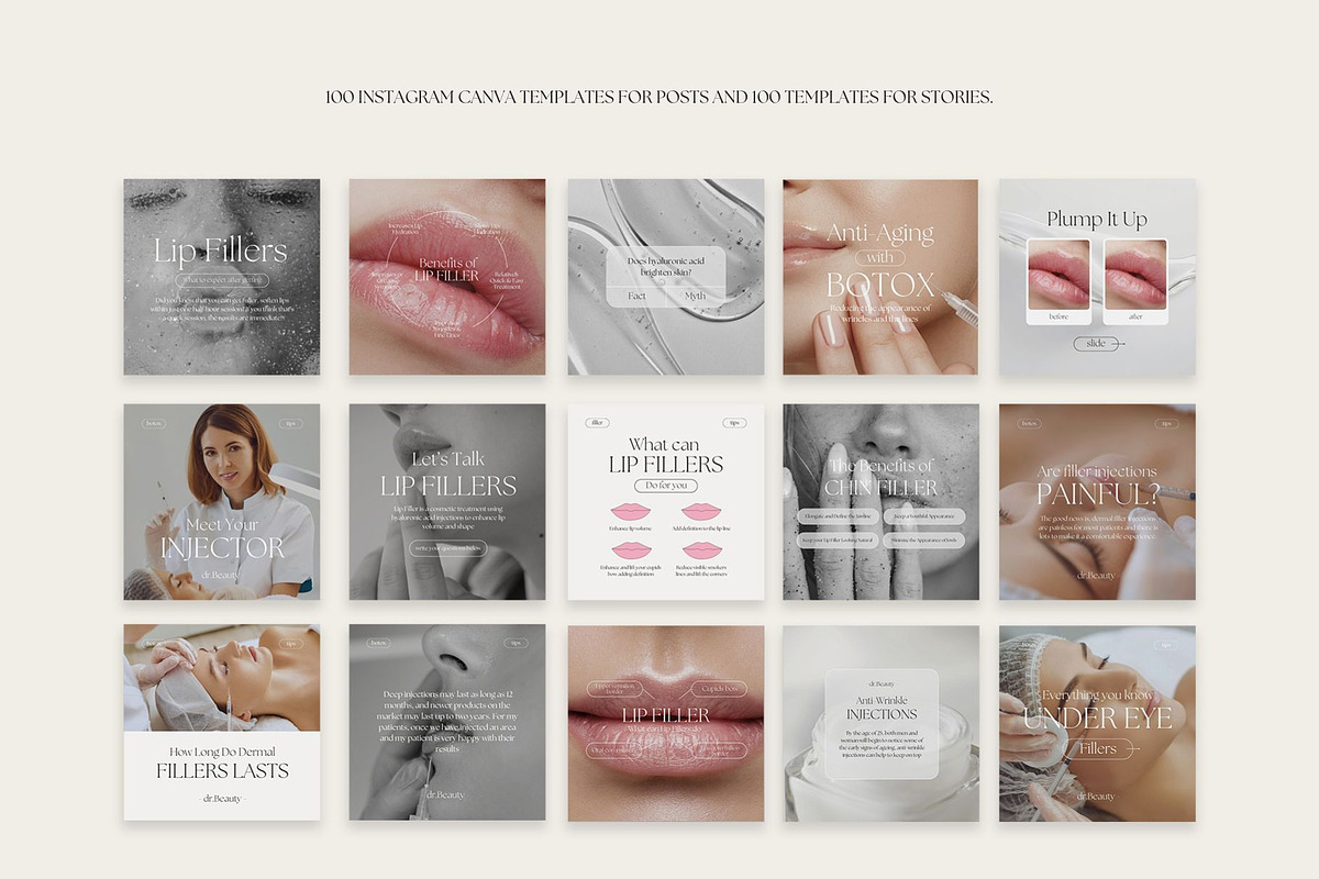 200 Botox and Lip Fillers Canvas Instagram Templates