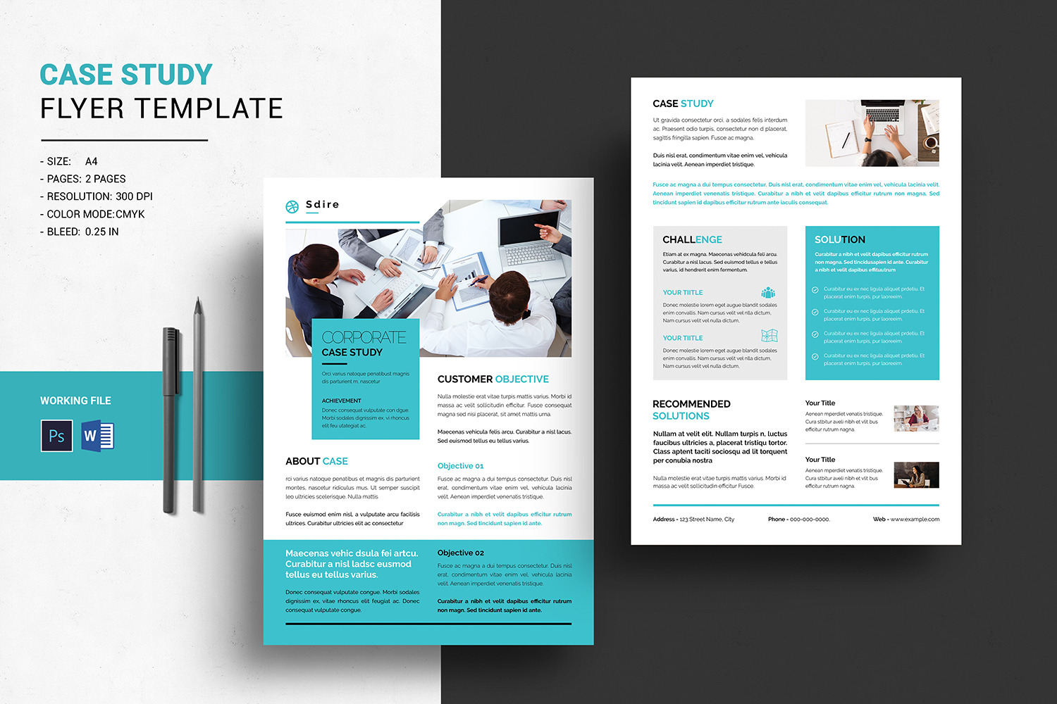 Case Study Flyer Template, a Flyer Template by crazyOWL | Creative Market
