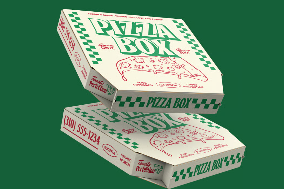 Pizza Delivery Box Mockup, a Packaging Mockup by graphicsauce