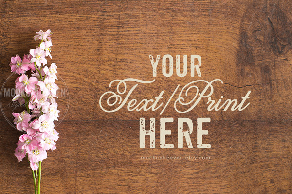 Rustic Floral Wood Mockup, a Print Template by MockUpHeaven